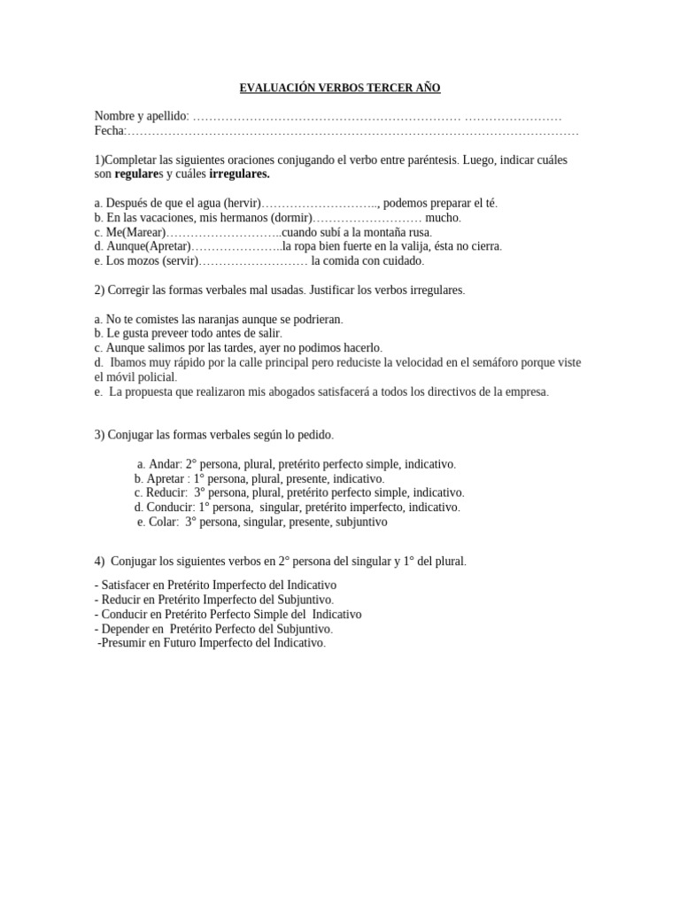 Verbos 3 Pdf Gramática Morfología