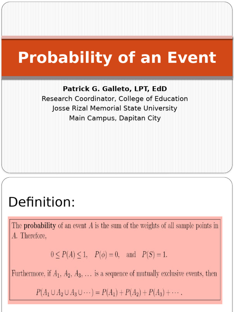 Lesson 4 - Probability of An Event | PDF | Probability | Probability And Statistics