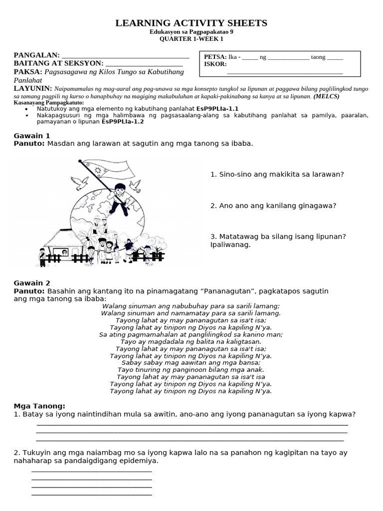 Las Esp 9 Week 1 q1 | PDF