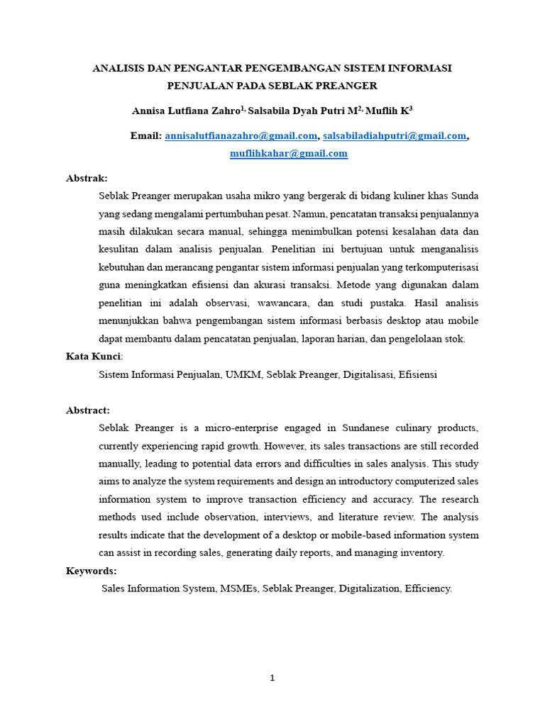Analisis Dan Pengantar Pengembangan Sistem Informasi Penjualan Pada ...