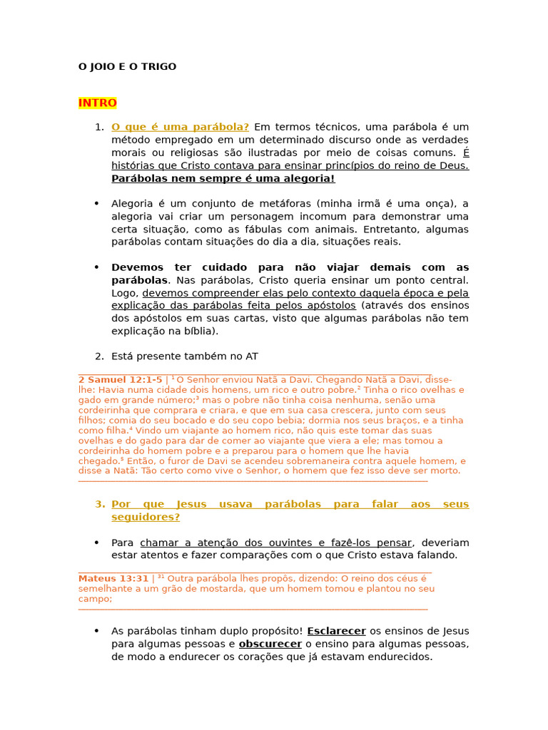 O Joio e o Trigo | PDF | Pecado | Jesus