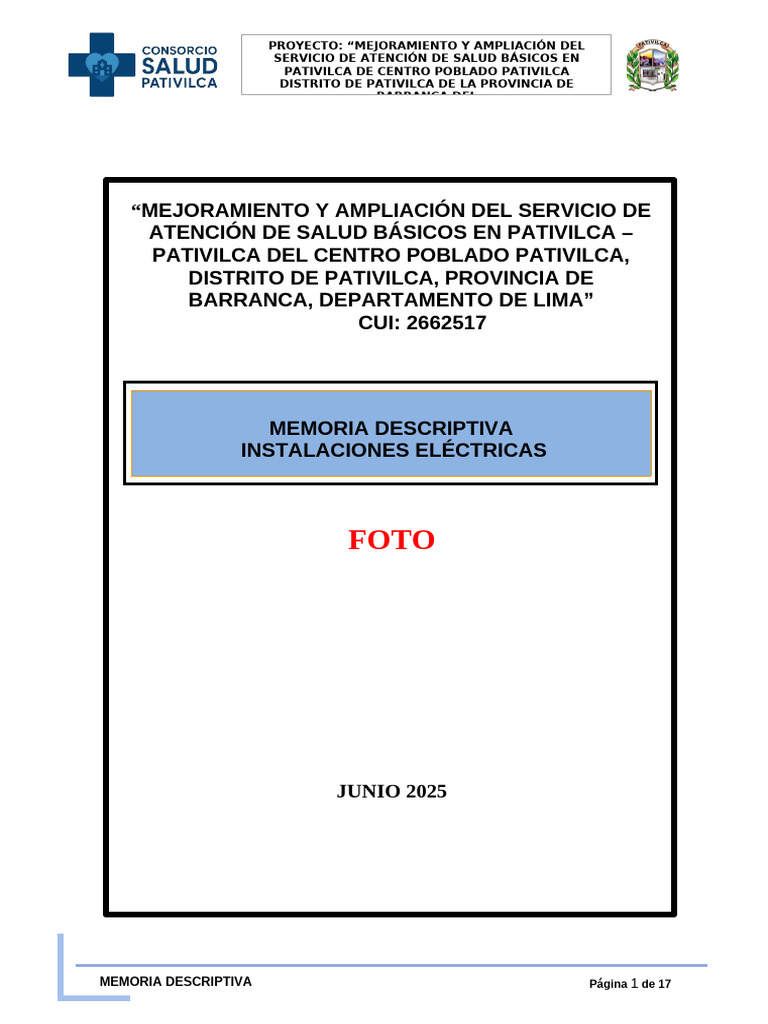Memoria Descriptiva Iiee | PDF | Ingenieria Eléctrica | Cableado eléctrico
