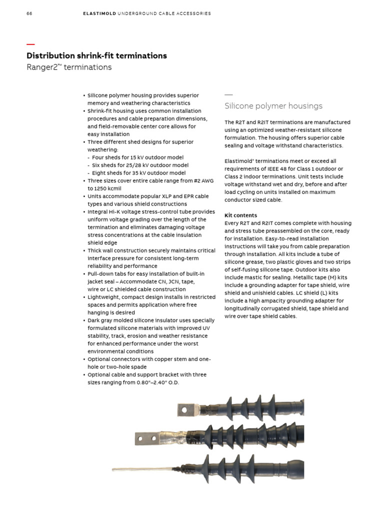 FICHA TECNICA TERMINALES PREMOLDEADOS | PDF | Insulator (Electricity ...