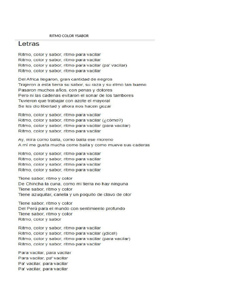 Ritmo Color Ysabor | PDF