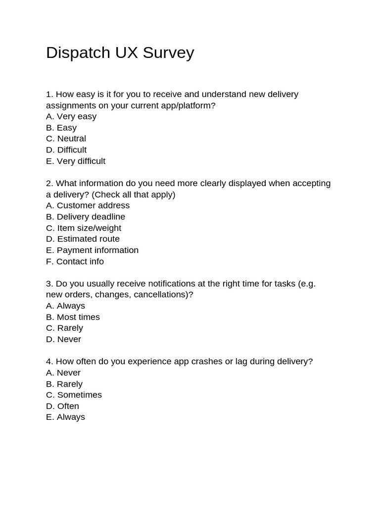 Dispatch UX Survey Insights and Challenges | PDF