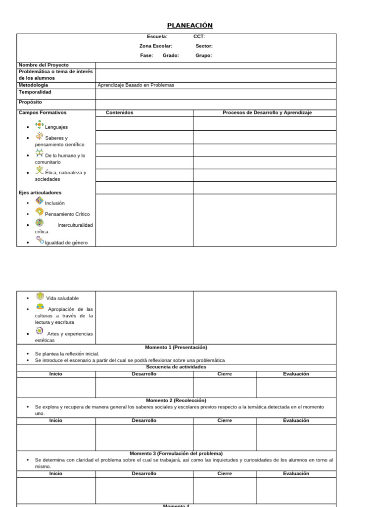 Formato de Planeación Proyecto ABP | PDF | Cognición | Aprendizaje