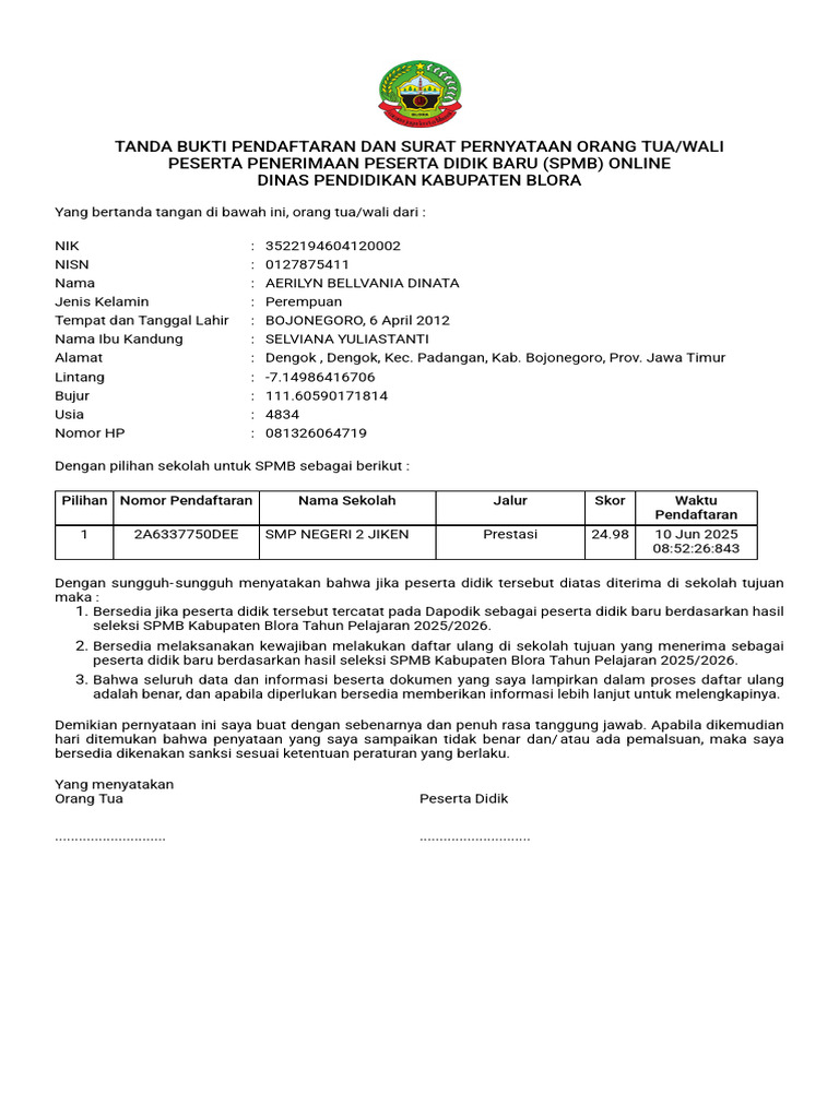 Bukti-Pendaftaran Aerilyn | PDF
