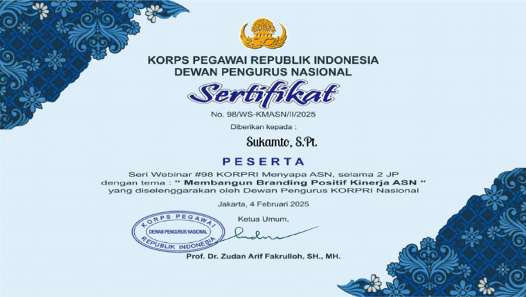 Sertifikat Sukamto, S.pt. | PDF