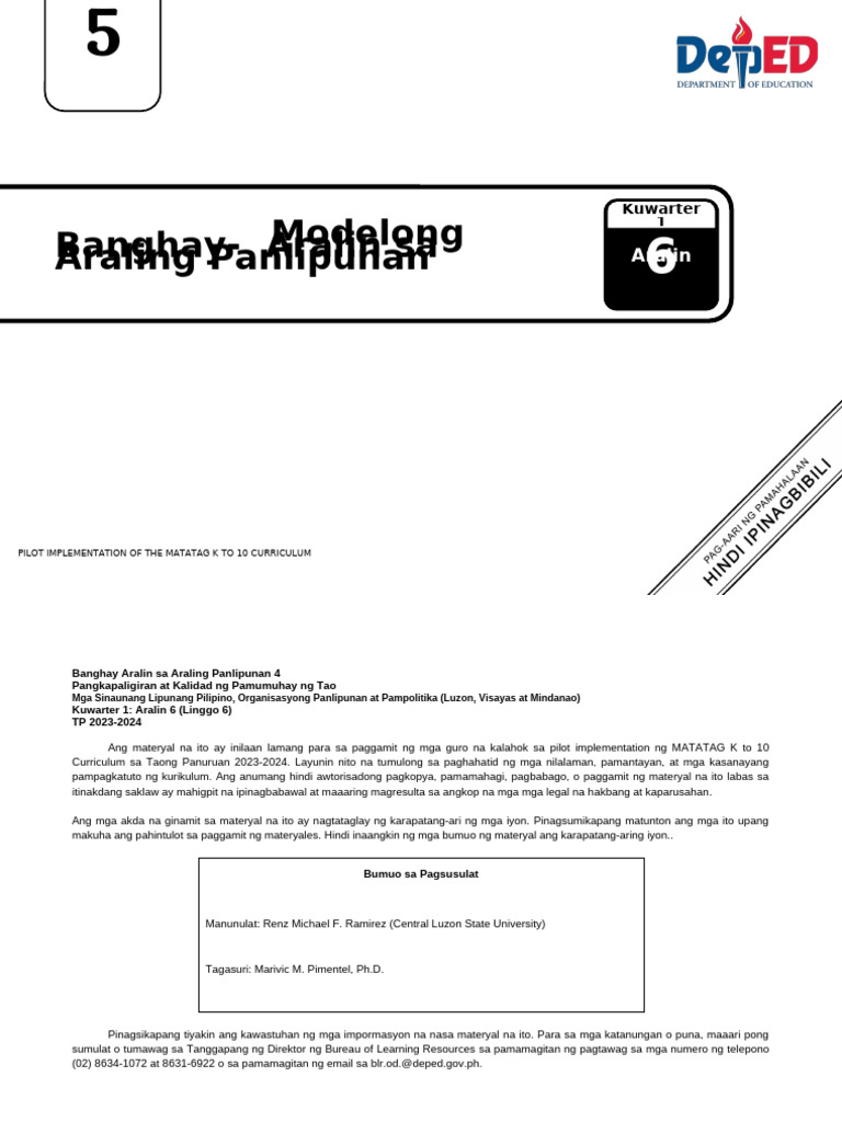 F2 LE Q1 AP5 Lesson6 Week 6 | PDF