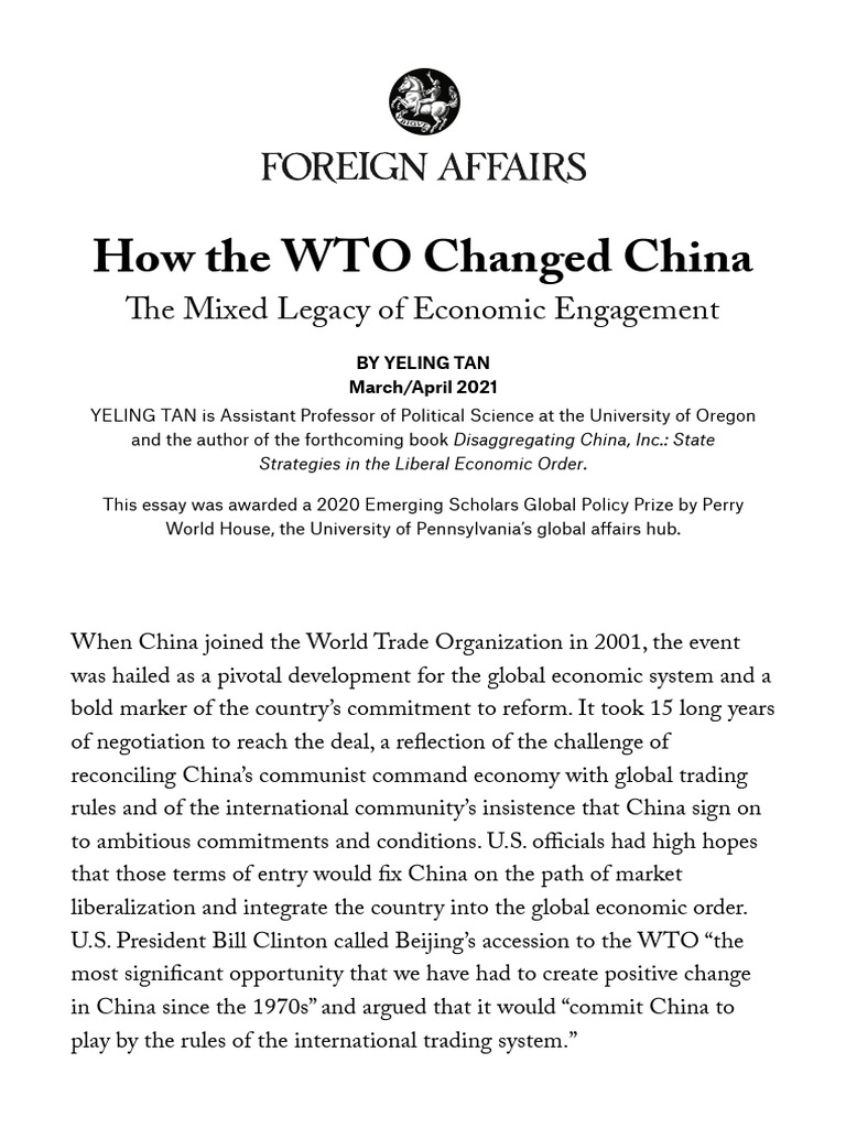3 - Tan How The WTO Changed China | PDF | China | World Politics