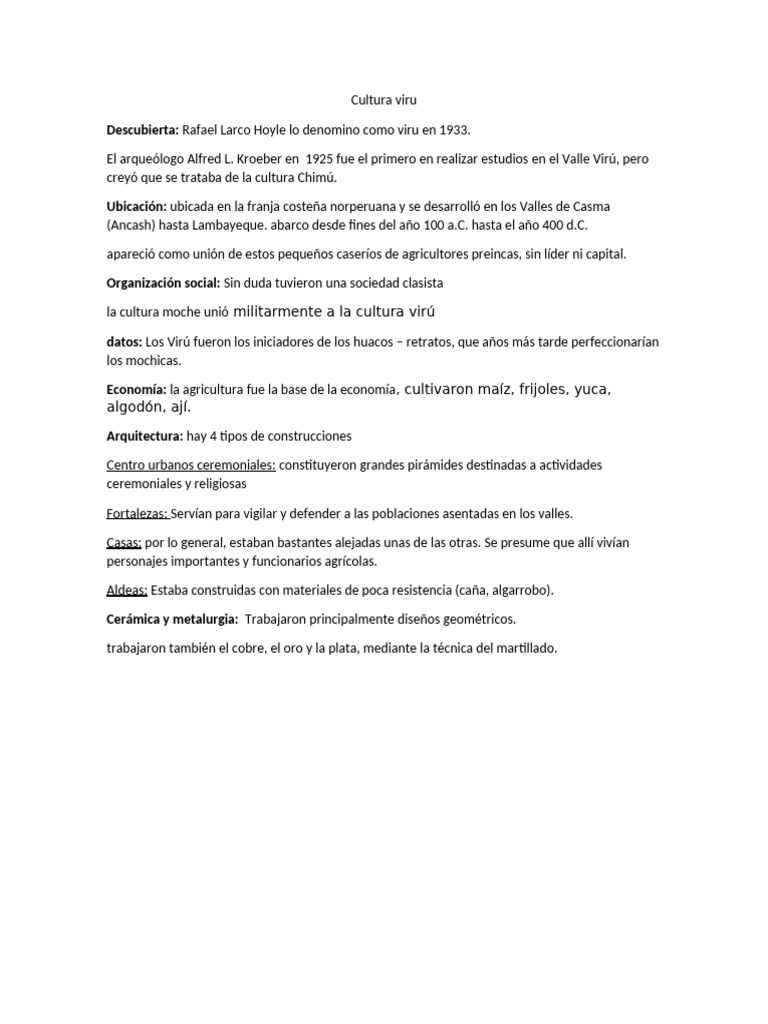 Cultura Virú: Historia y Características | PDF
