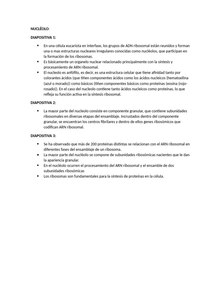 Estructura y función del nucléolo | PDF