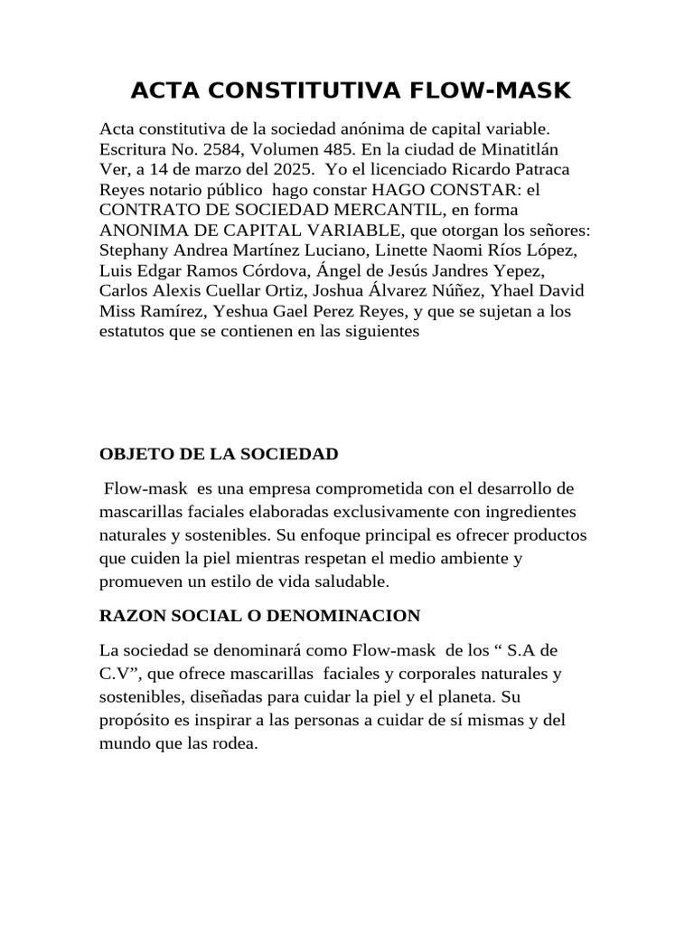 Copia de Acta Constitutiva Flow-Mask 2 | PDF | México | Business