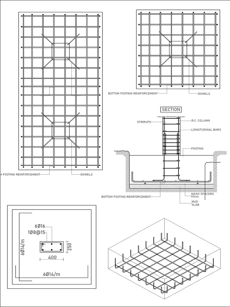 Bottom Footing Reinforcement Guide | PDF
