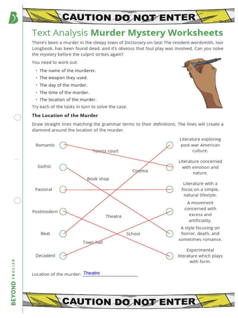 Murder Mystery Worksheets for Students | PDF | Liberal Arts Education ...