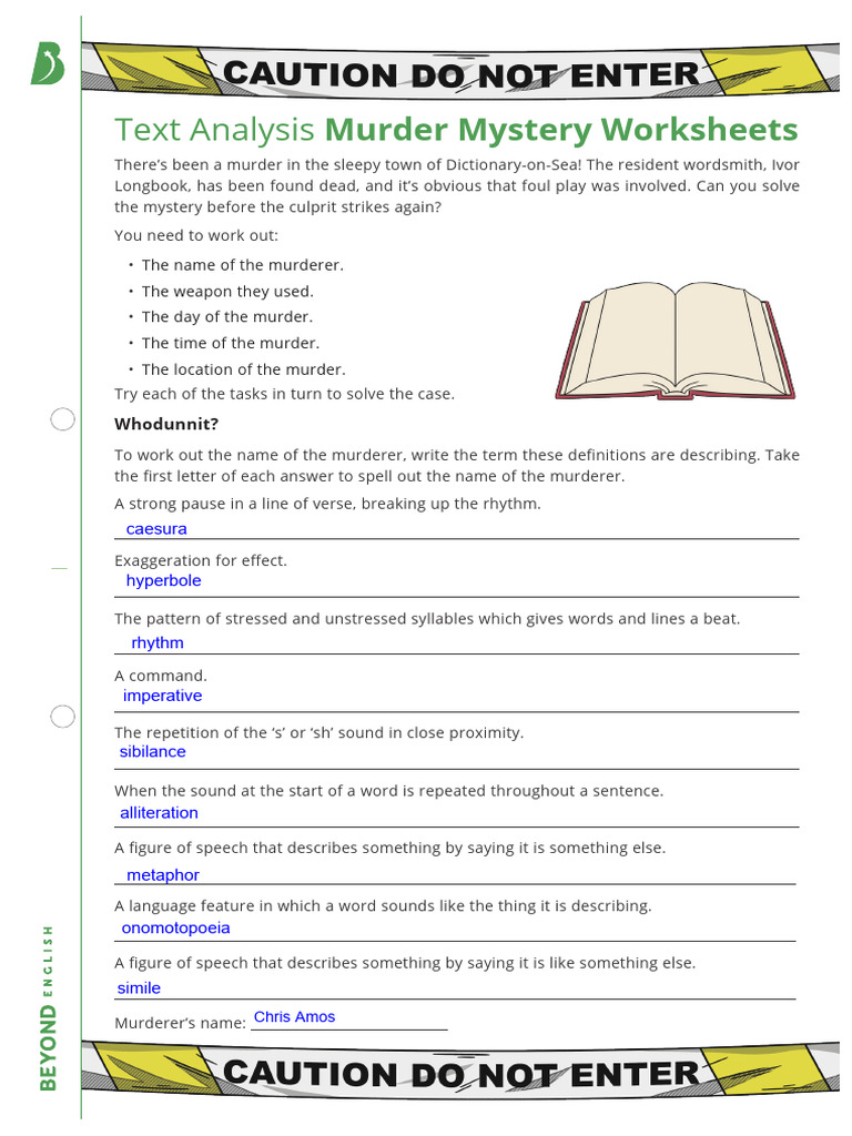 Murder Mystery Word Worksheet | PDF