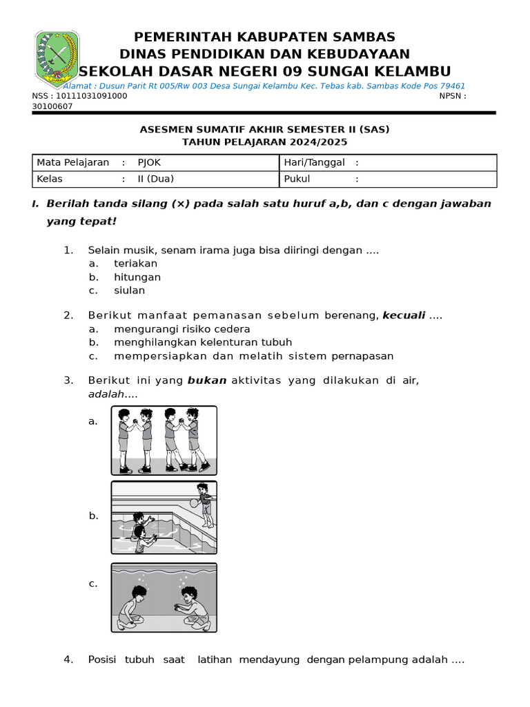 Soal PJOK Kelas 2 | PDF
