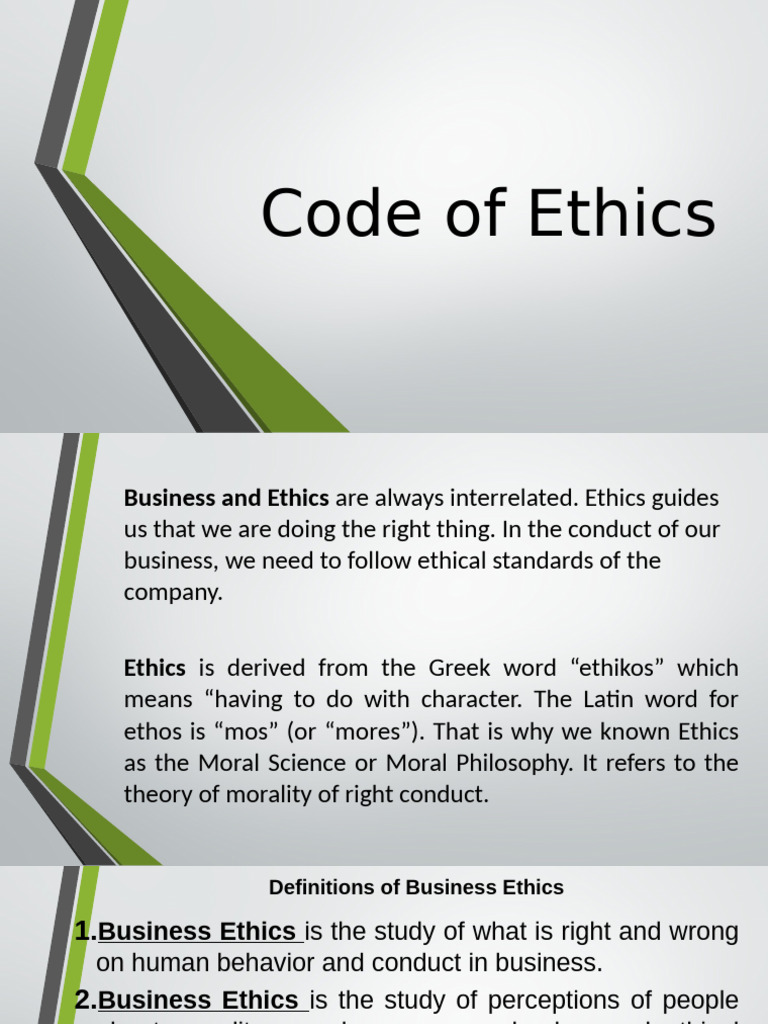 Code of Ethics in Business | PDF | Morality | Business Ethics
