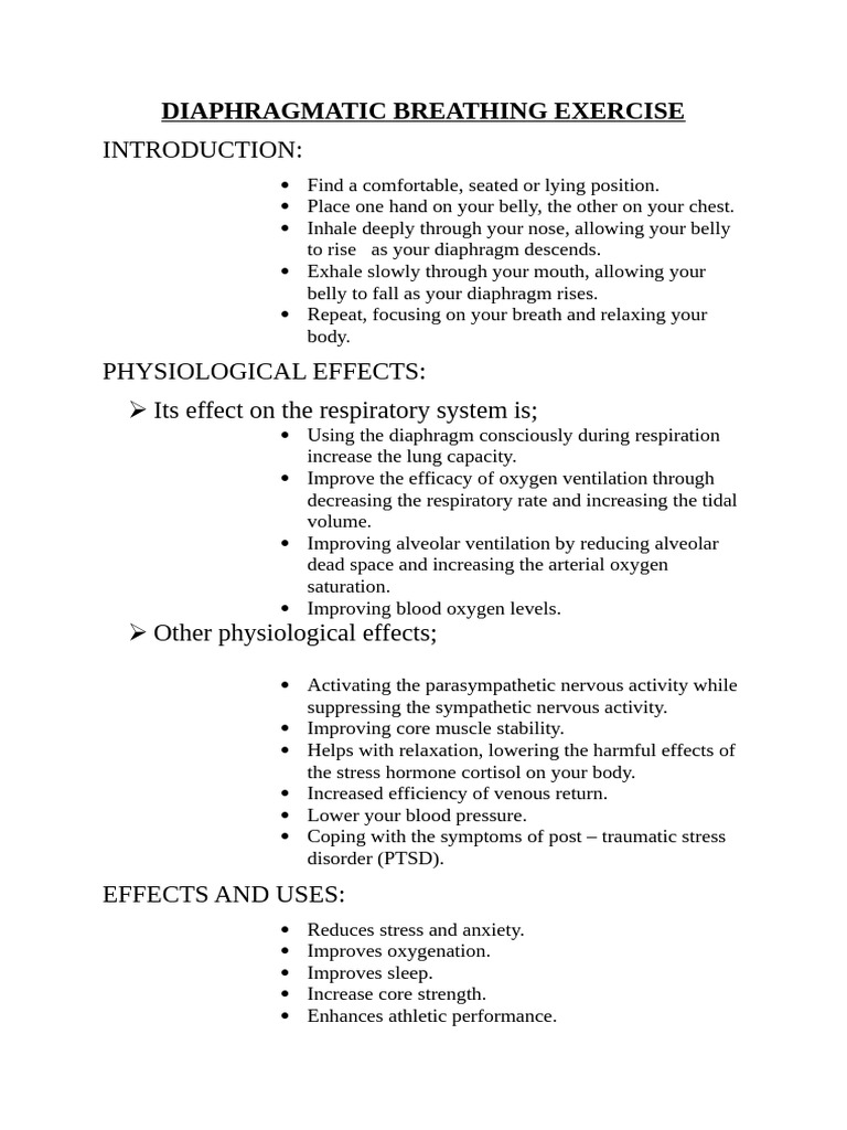 Diaphragmatic Breathing Ex | PDF