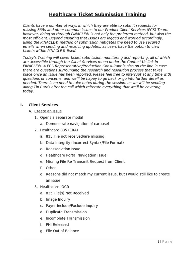 Healthcare Ticket Submission Guide | PDF | Information Technology ...