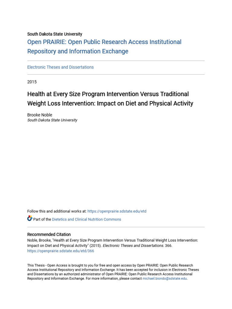 Haes Thsis | PDF | Body Mass Index | Obesity
