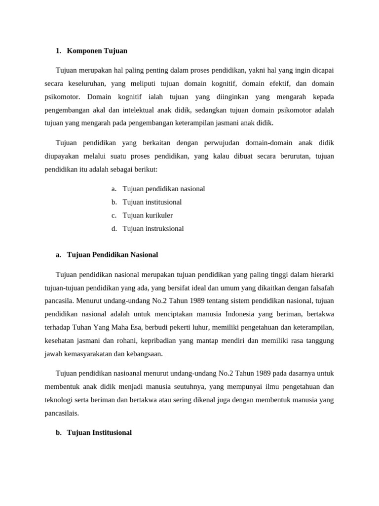 Komponen Tujuan | PDF