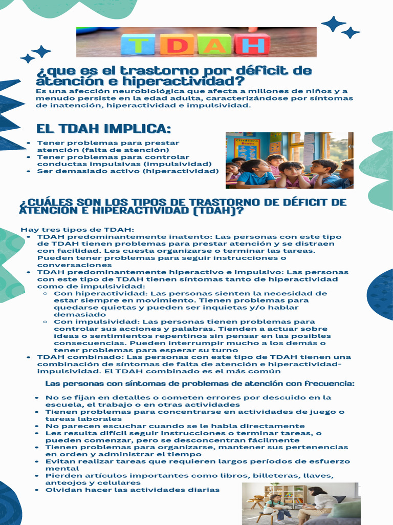 Tipos de TDAH: Inatento, Hiperactivo y Combinado | PDF