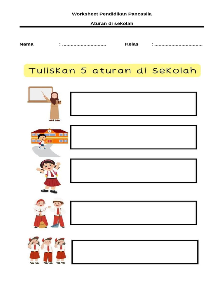 Worksheet Pend. Pancasila Aturan Di Sekolah | PDF