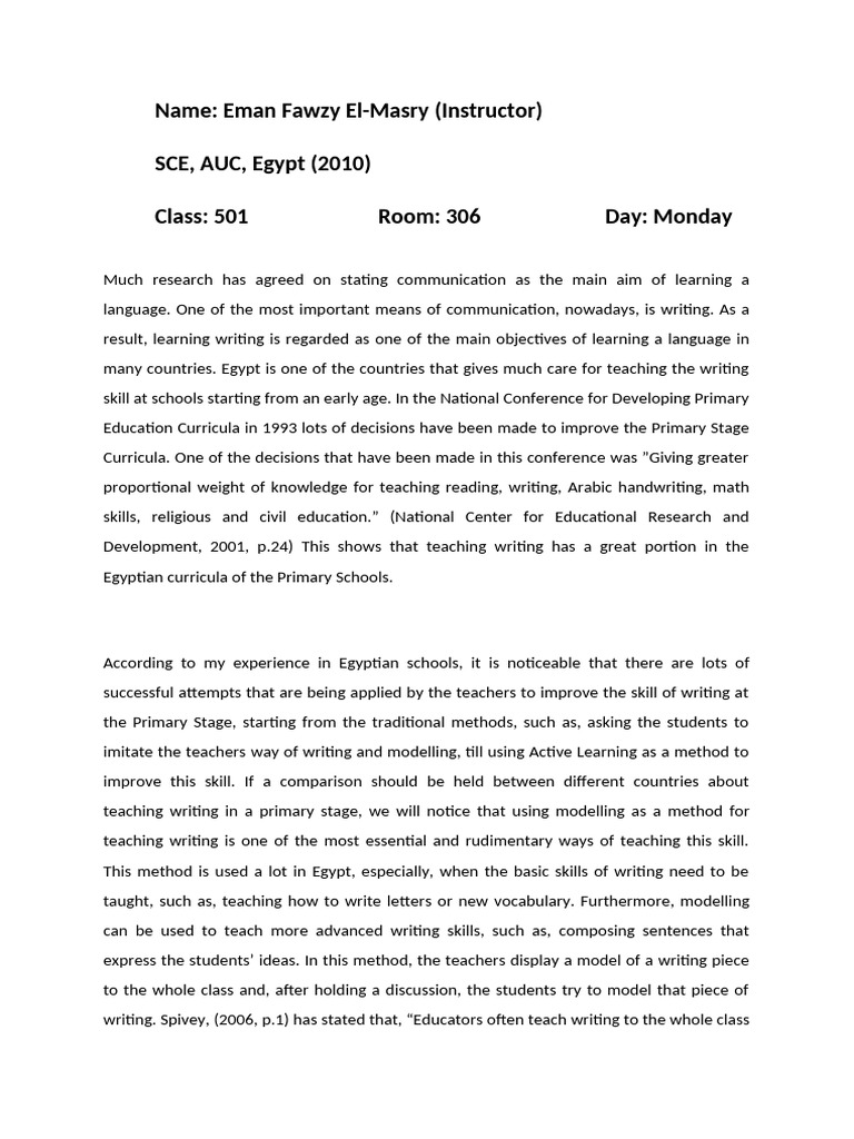 Enhancing Writing Skills in Egyptian Schools | PDF | Teachers | Egypt