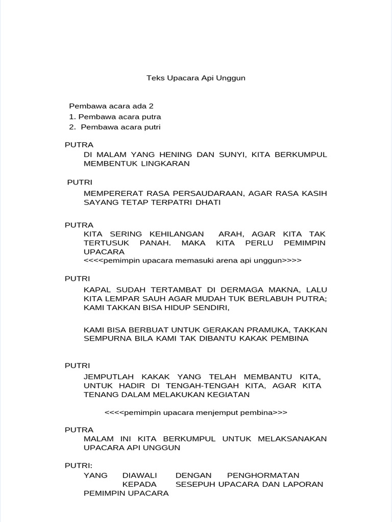 Teks Upacara API Unggun | PDF
