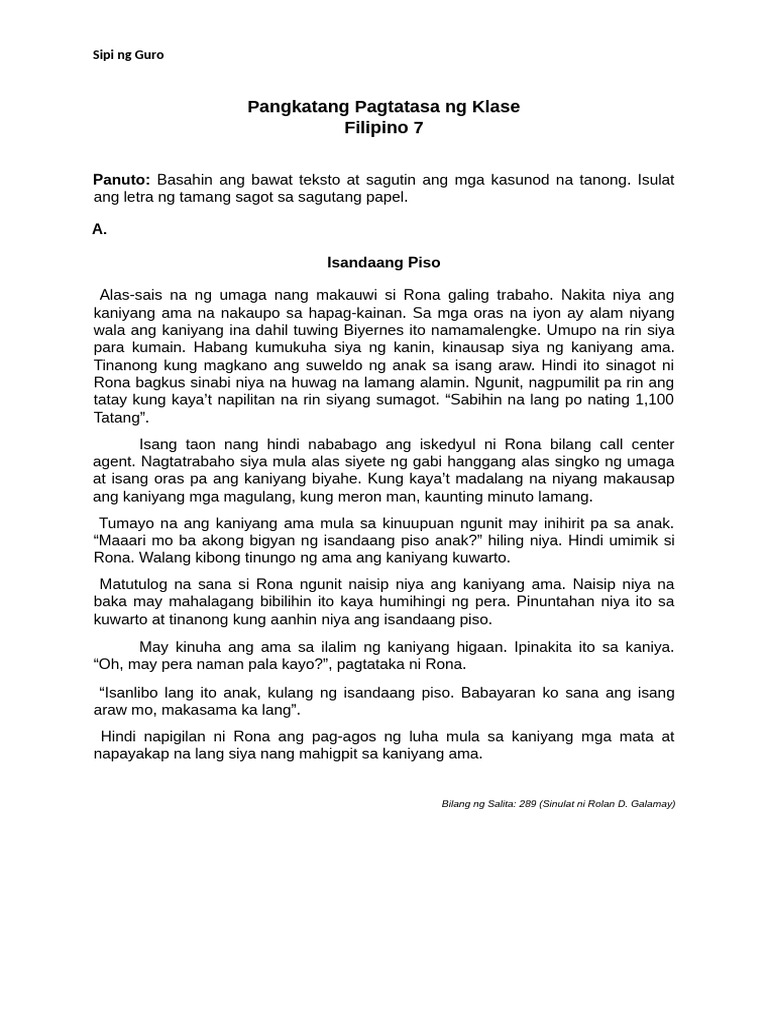 GST - Filipino 7 - Sipi NG Guro | PDF