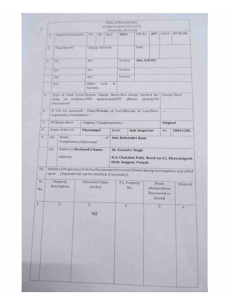 FIr No 207 F - 1ba | PDF