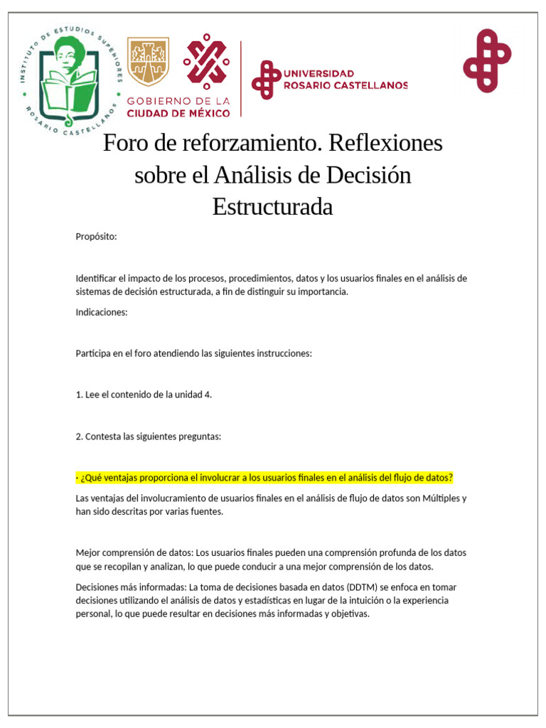 Foro de Reforzamiento. Reflexiones Sobre Las Técnicas de Análisis de Información | PDF | Datos ...