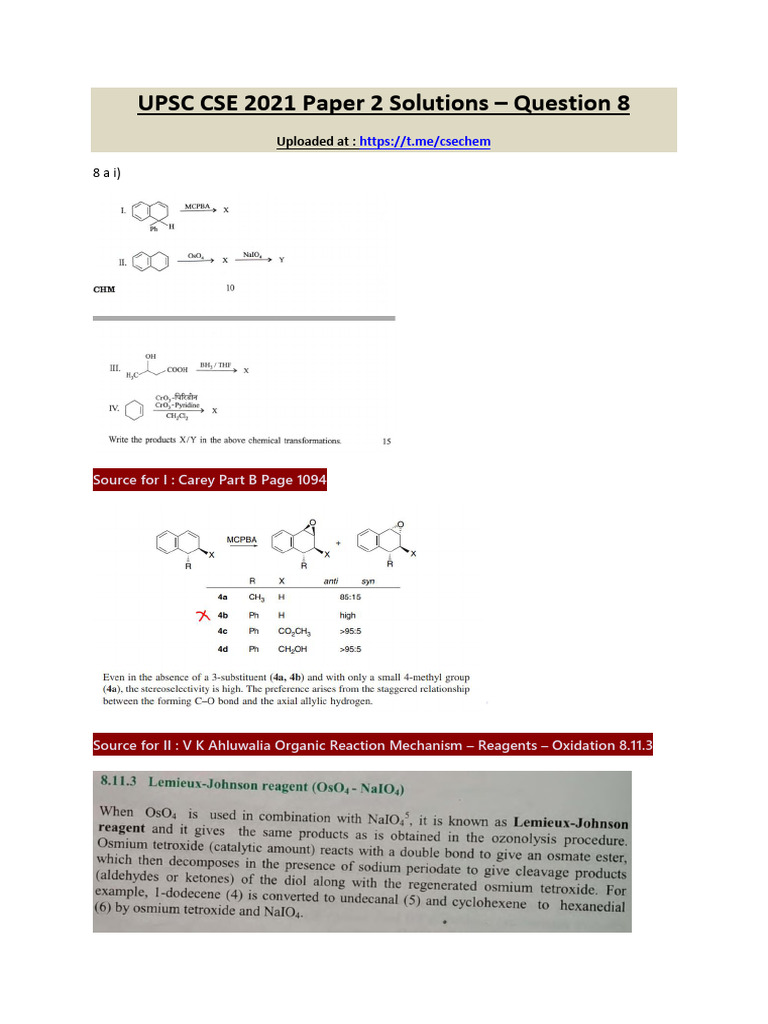 2021 Paper 2 Solution Question 8 | PDF | Chemical Compounds | Organic Chemistry