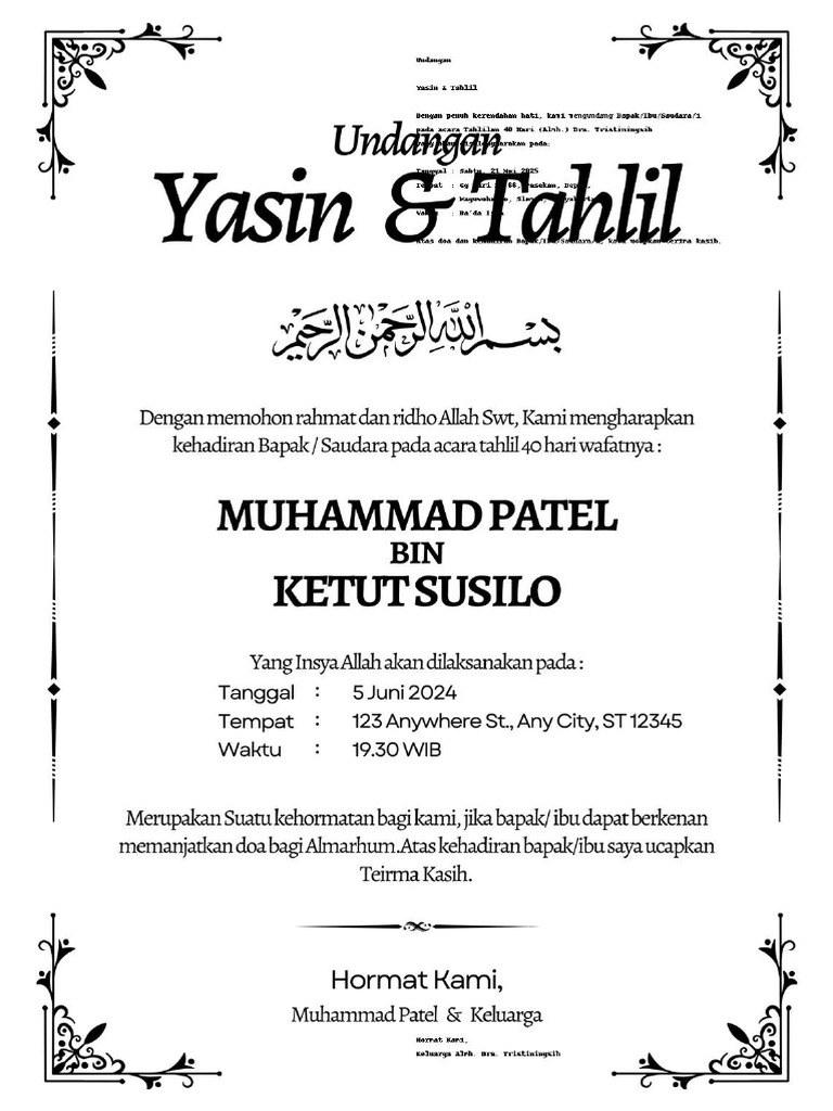 Undangan 40hari Tristiningsih Final | PDF