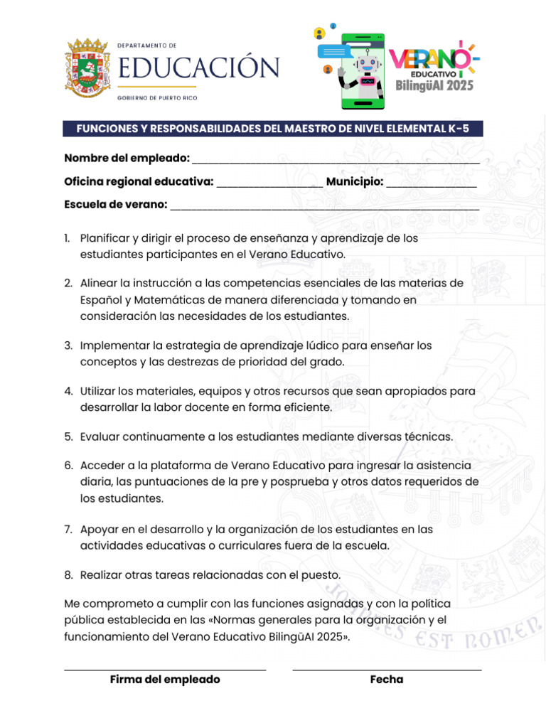 Funciones y Responsabilidades Del Maestro de Nivel Elemental K-5 | PDF
