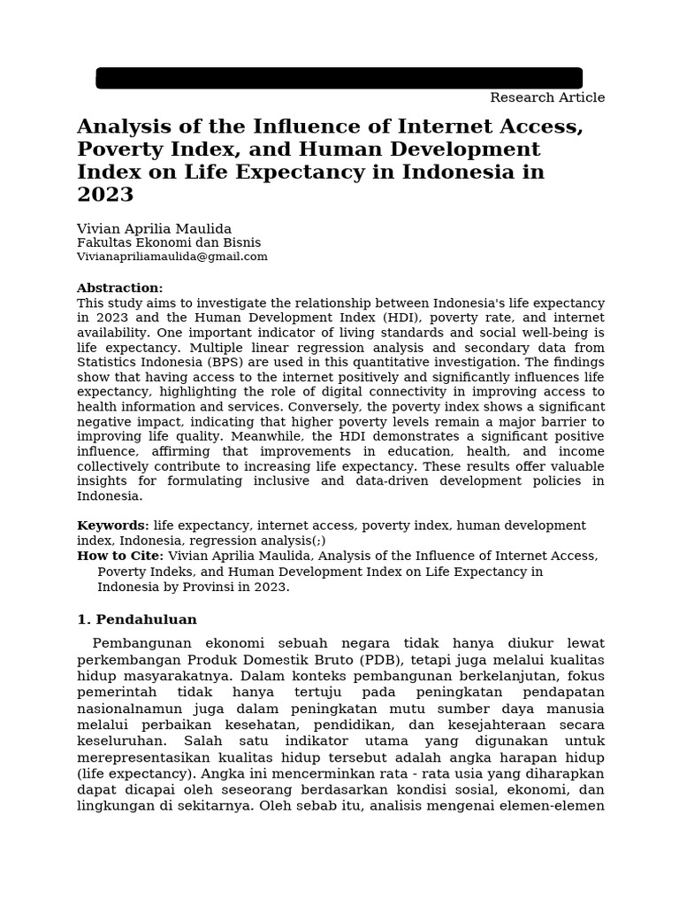 Analysis of The Influence of Internet Access, Poverty Index, and Human ...
