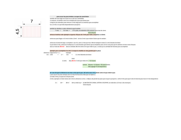 Cálculo de Piezas de Listón para Proyectos | PDF