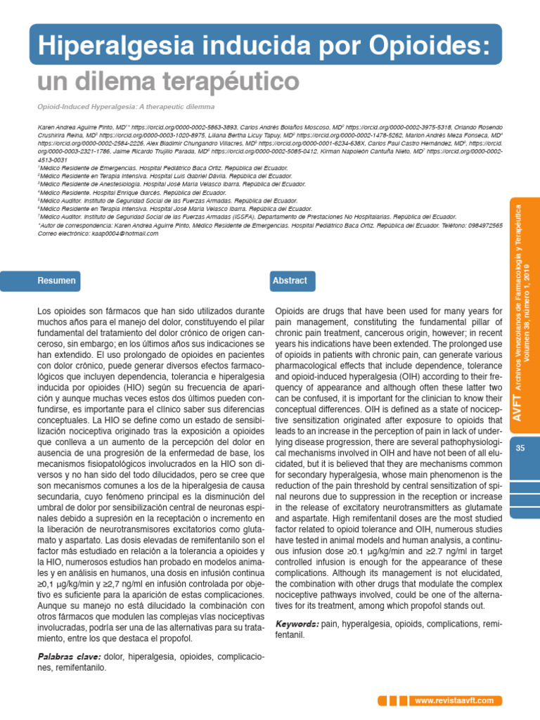 8 Hiperalgesia Inducida Por Opioides | PDF | Dolor | Heroína