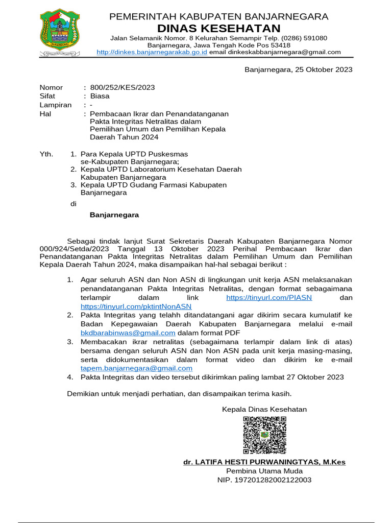 Pembacaan Ikrar Dan Penandatanganan Pakta Integritas Netralitas Dalam Pemilihan Umum Dan ...