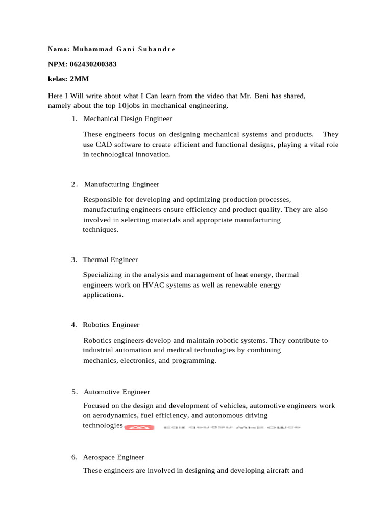Tugas Bahasa Inggris Muhammad Gani Suhandre 2mm | PDF | Mechanical ...