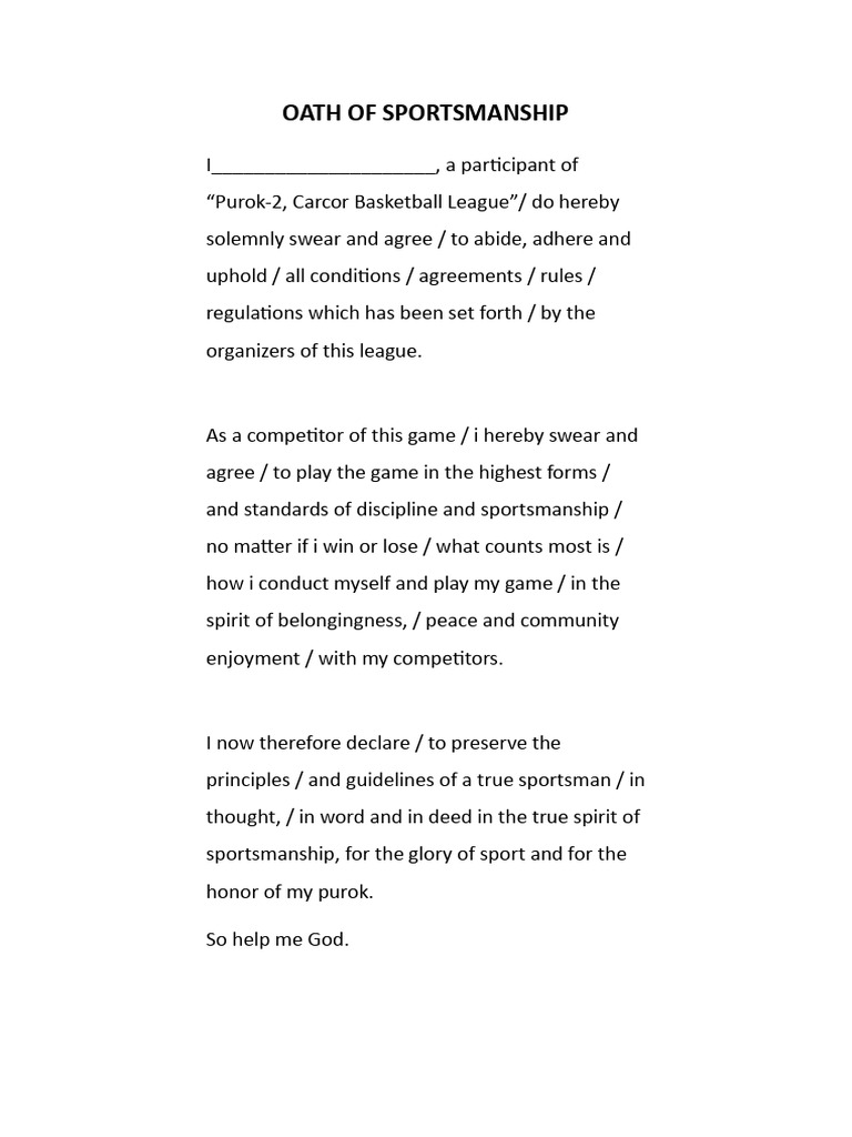 Oath of Sportsmanship | PDF