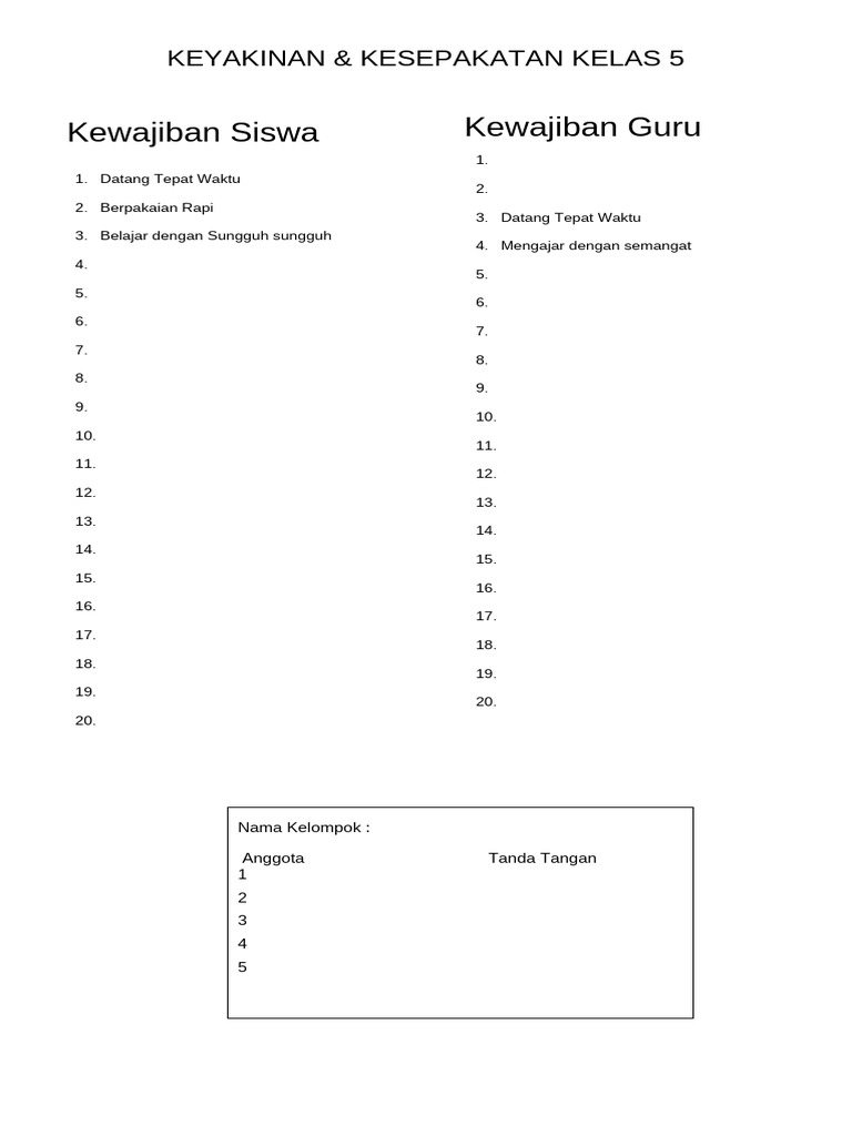 Format Keyakinan Kelas Kita | PDF