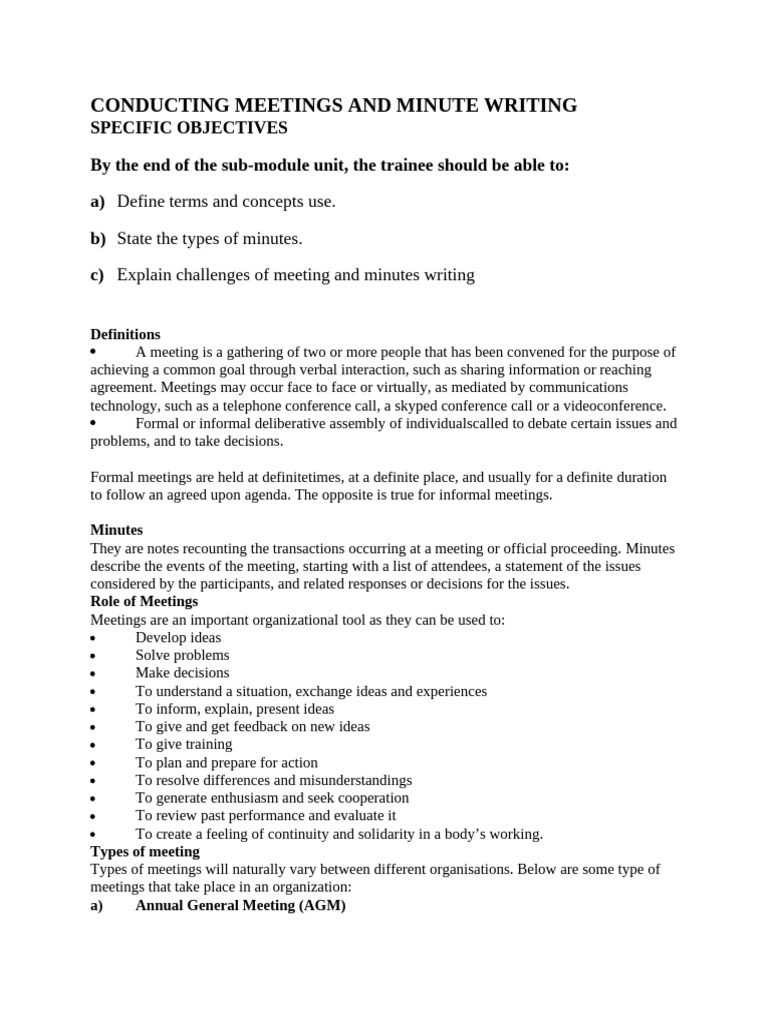 Topic 10 Meeting and Minutes | PDF | Agenda (Meeting) | Communication