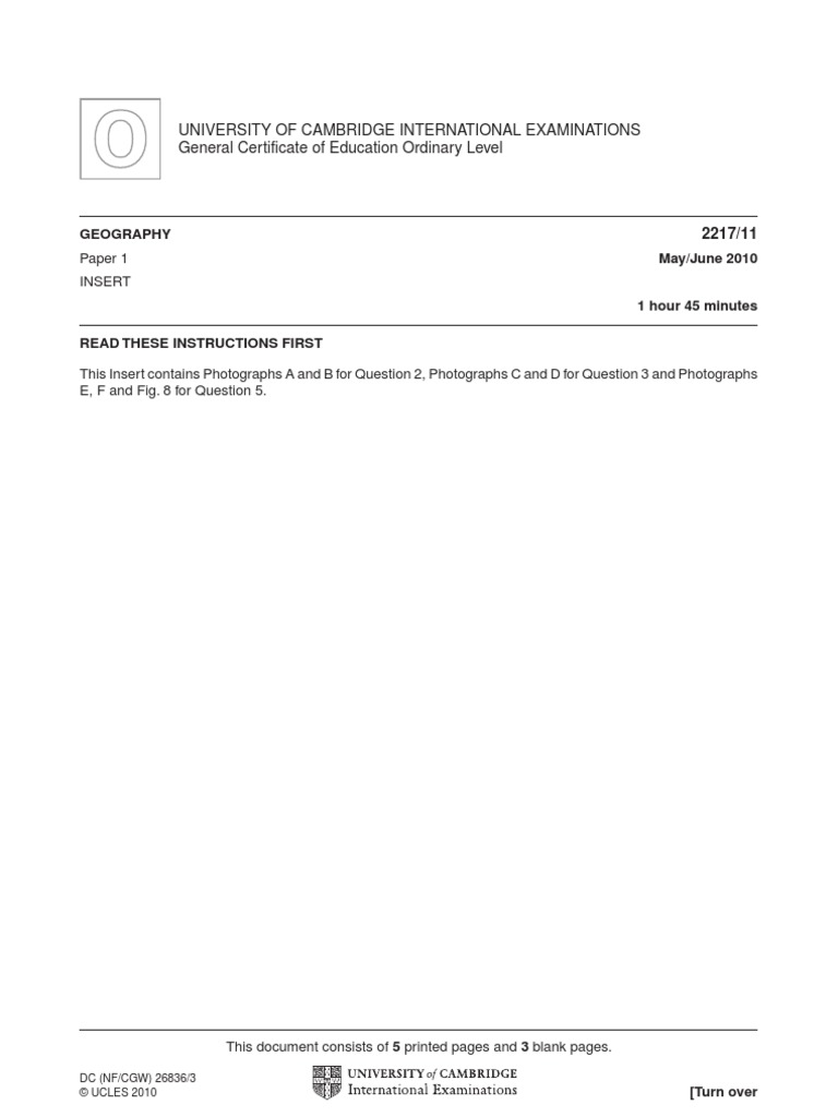 2217 Geography Paper 1 - Physical Geog. (INSERT) 1 | PDF