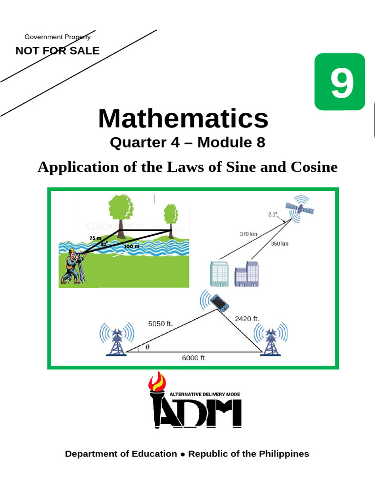 Math9 Q4 Week8to10 ApplicationofLawofSinesandCosines v4 | PDF | Triangle | Area