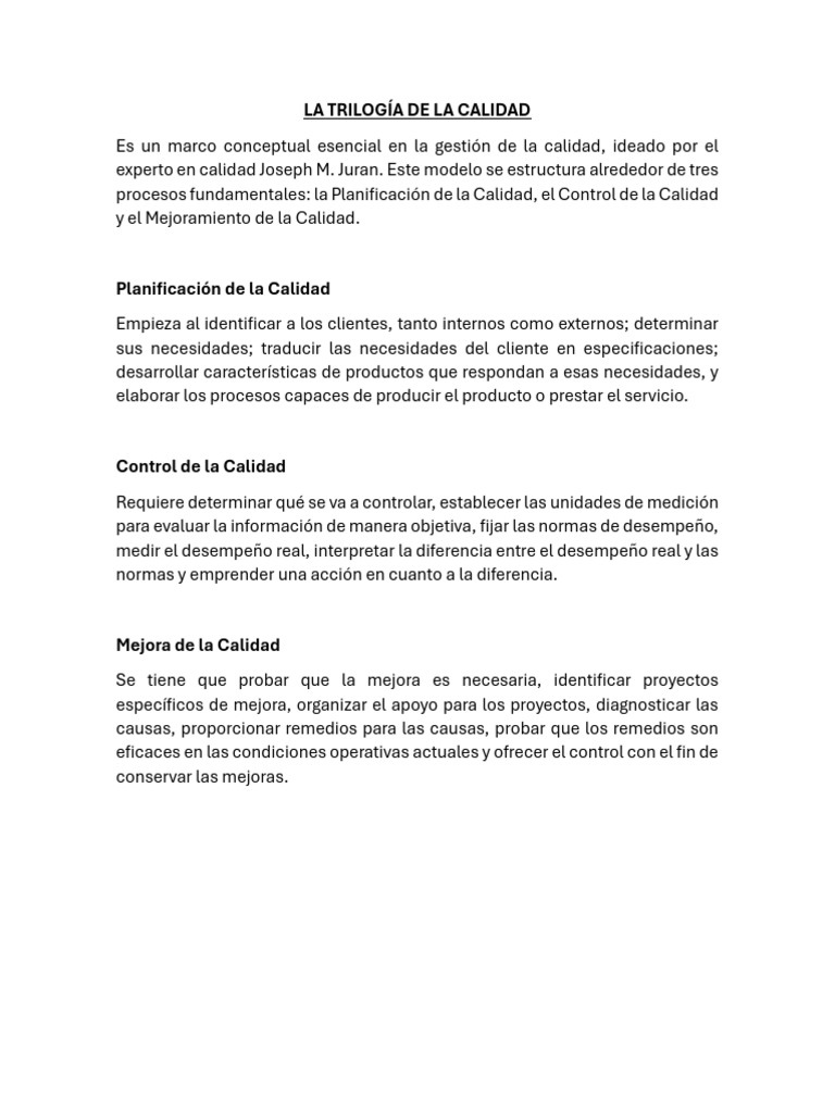 La Trilogía de La Calidad | PDF