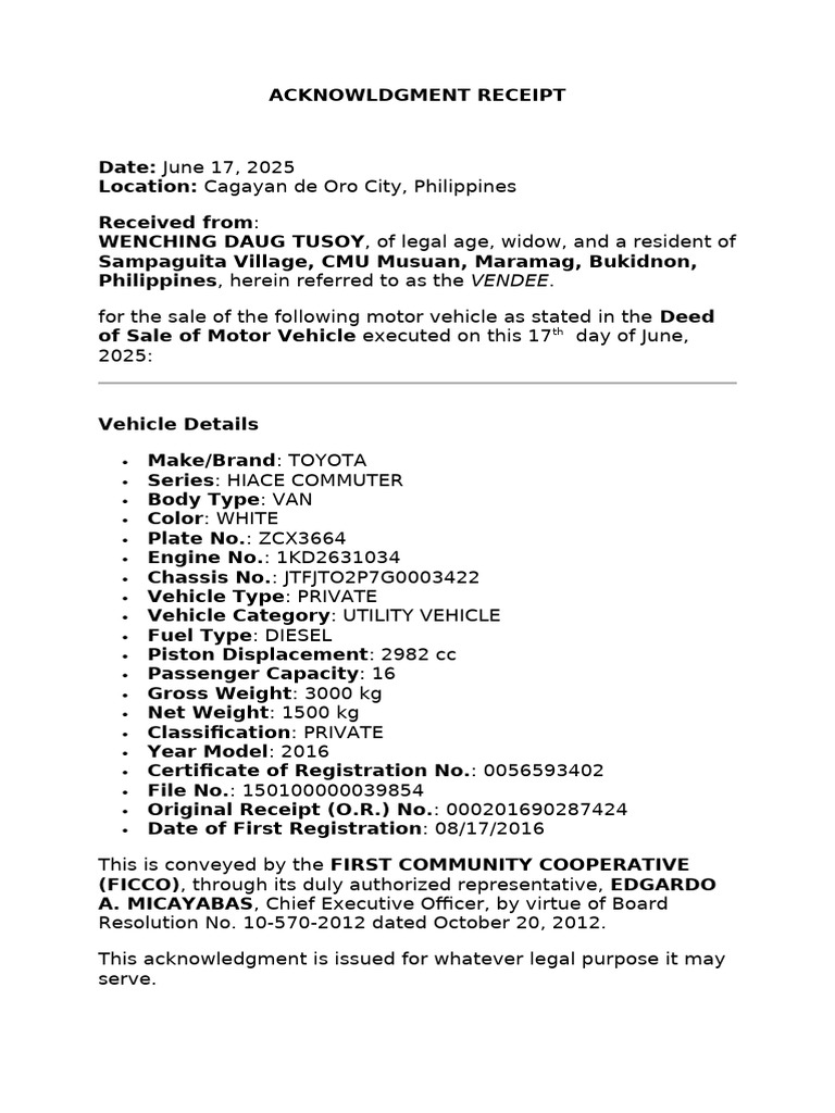 Acknowledgment Janine Corpuz | PDF