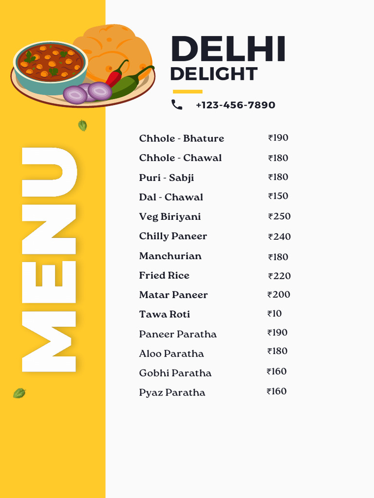 Yellow Restaurant Menu | PDF