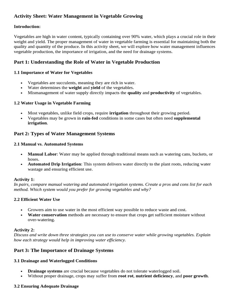 Activity Sheet Agriculture | PDF | Drainage | Irrigation